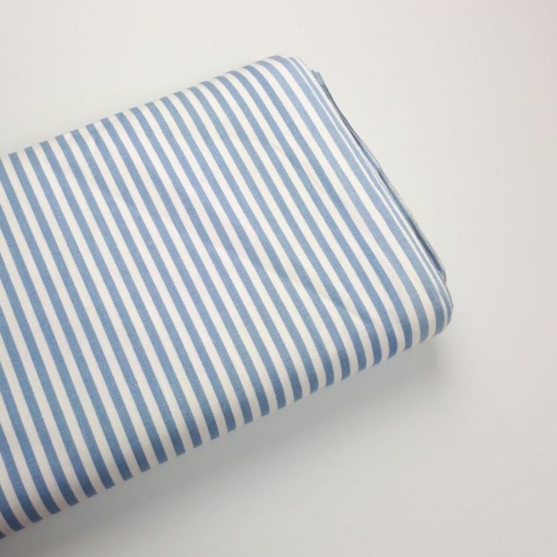 Tela en algodón en rayas color azul - San Luis